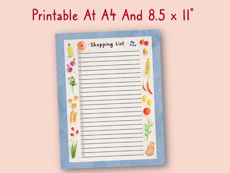 Printable Shopping List | Illustrated Grocery List | Grocery List ...