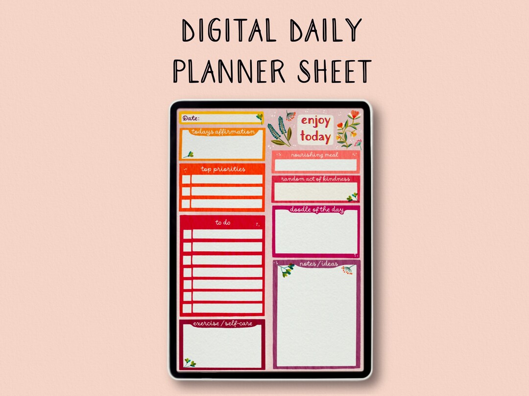 Digital Daily Planner Sheet | Digital Daily Organizer | Daily ...