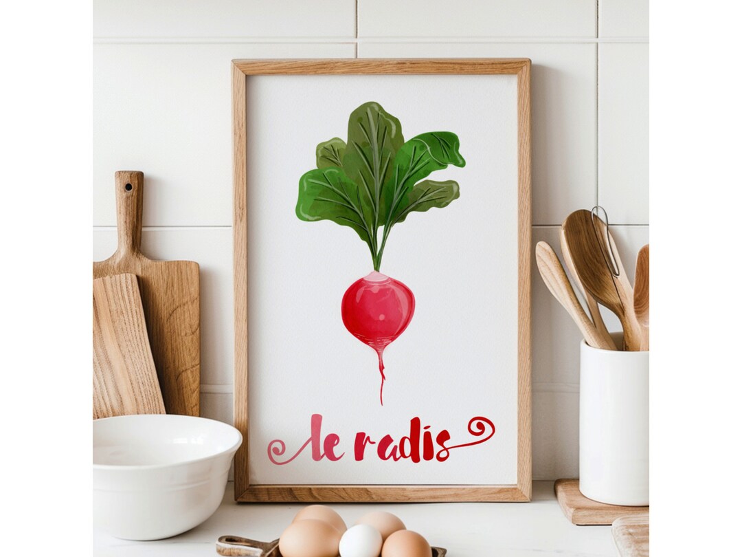 Radish Printable Art | Watercolor Radish Print | Kitchen Wall Decor ...