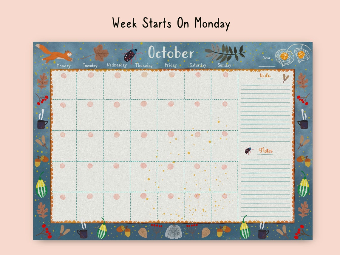 Monthly Blank Calendar Printable Undated Calendar Monthly - Etsy