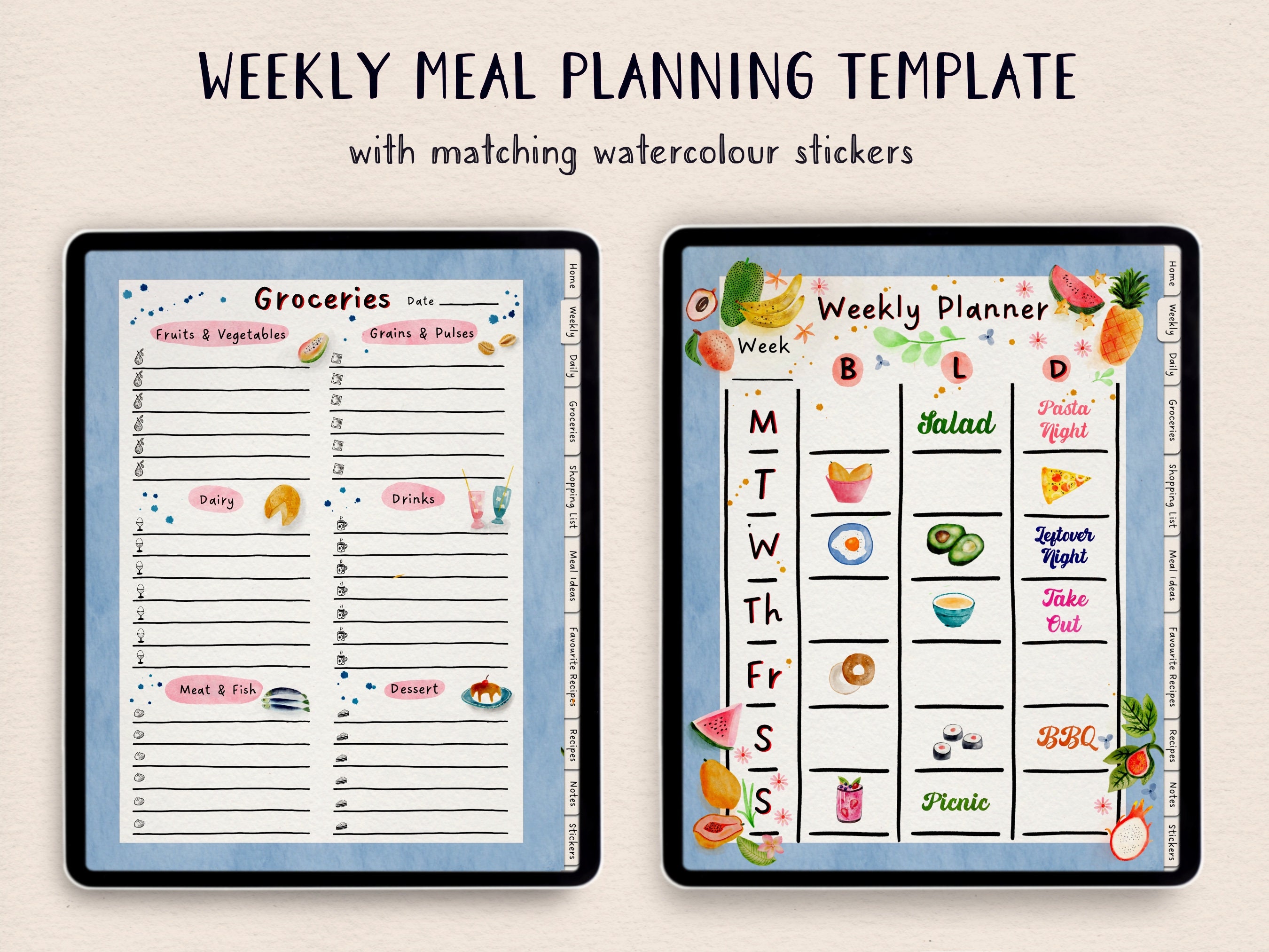 Digital Meal Planner for Goodnotes Meal Planner Goodnotes Template for ...