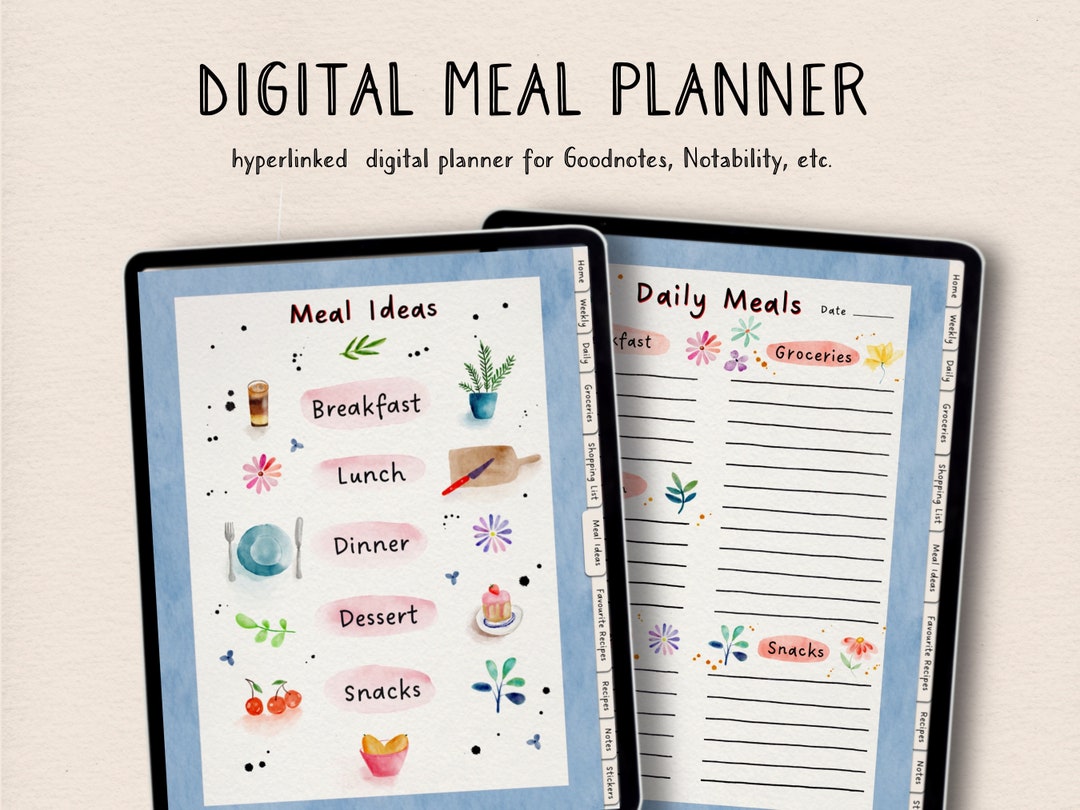 Digital Meal Planner for Goodnotes | Meal Planner Goodnotes Template ...