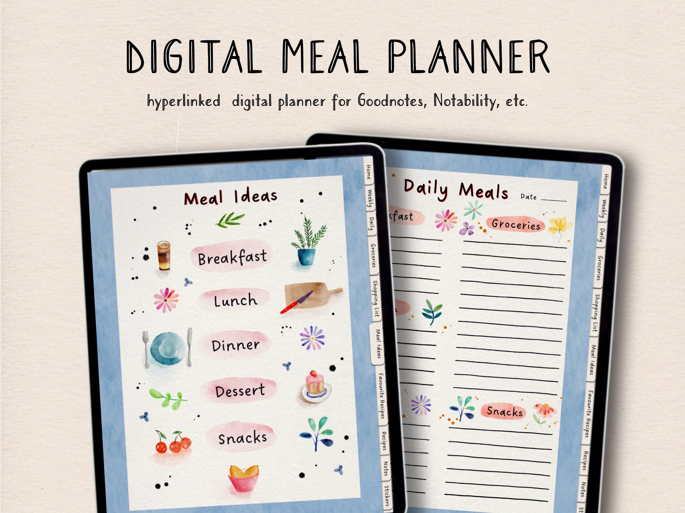 Digital Meal Planner for Goodnotes Meal Planner Goodnotes Template for ...