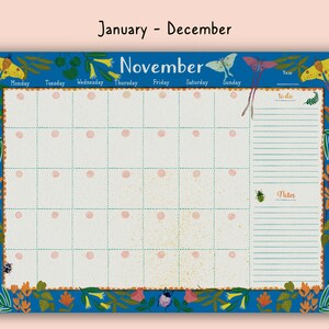 Monthly Blank Calendar | Printable Undated Calendar | Monthly Planner ...
