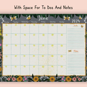 Monthly Blank Calendar | Printable Undated Calendar | Monthly Planner ...