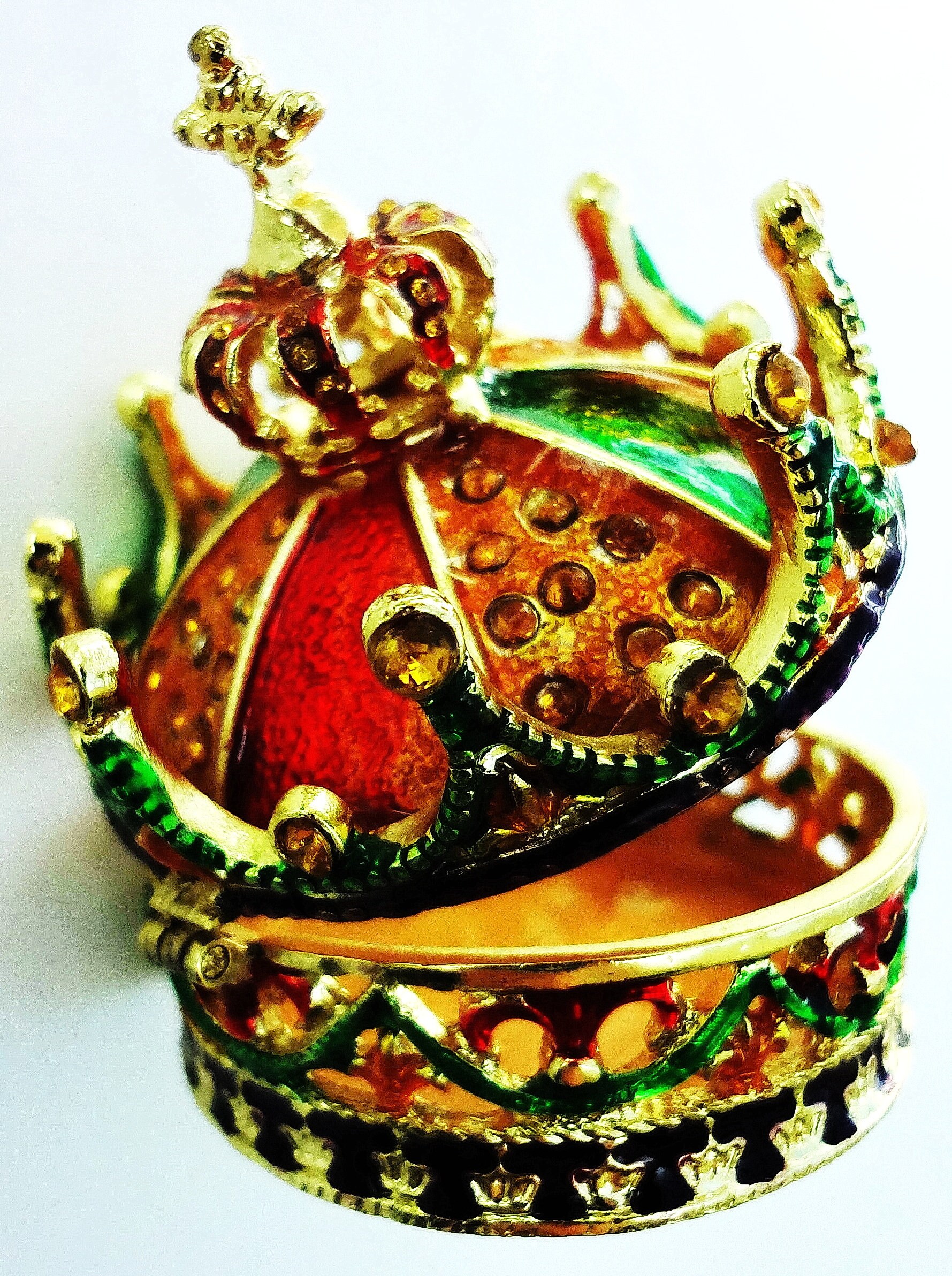 Miniature Crown Shaped Golden Metal Jewelry Box Decorative Precision ...