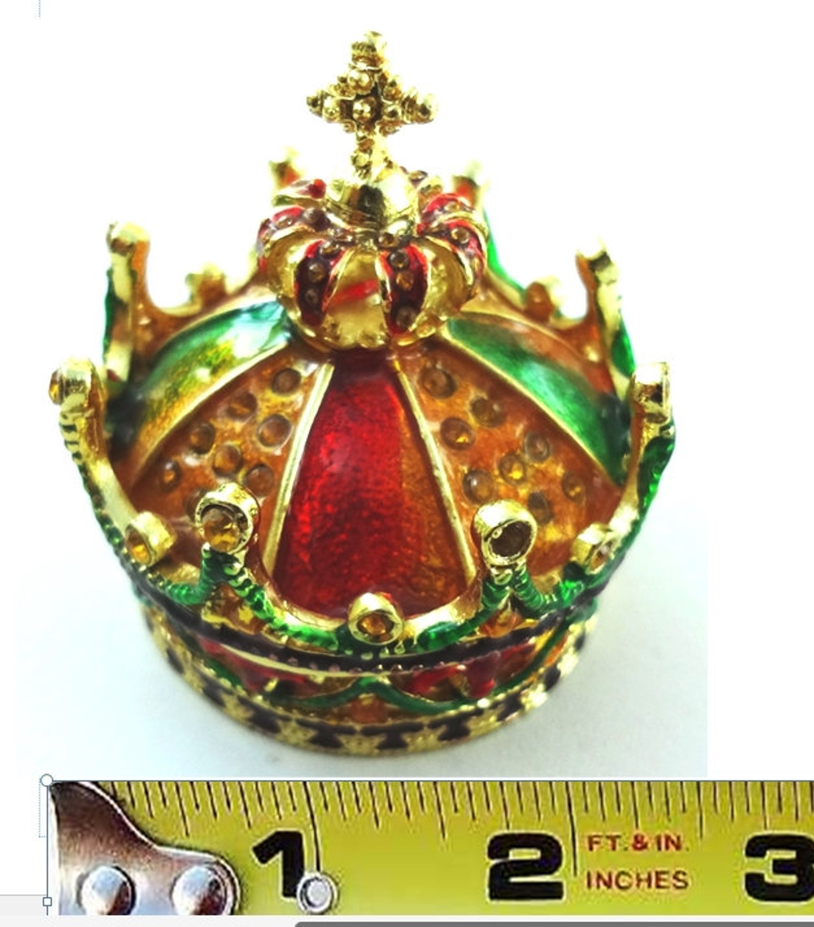 Miniature Crown Shaped Golden Metal Jewelry Box Decorative Precision ...