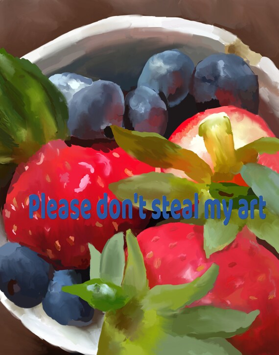 Blueberries Strawberries Painting