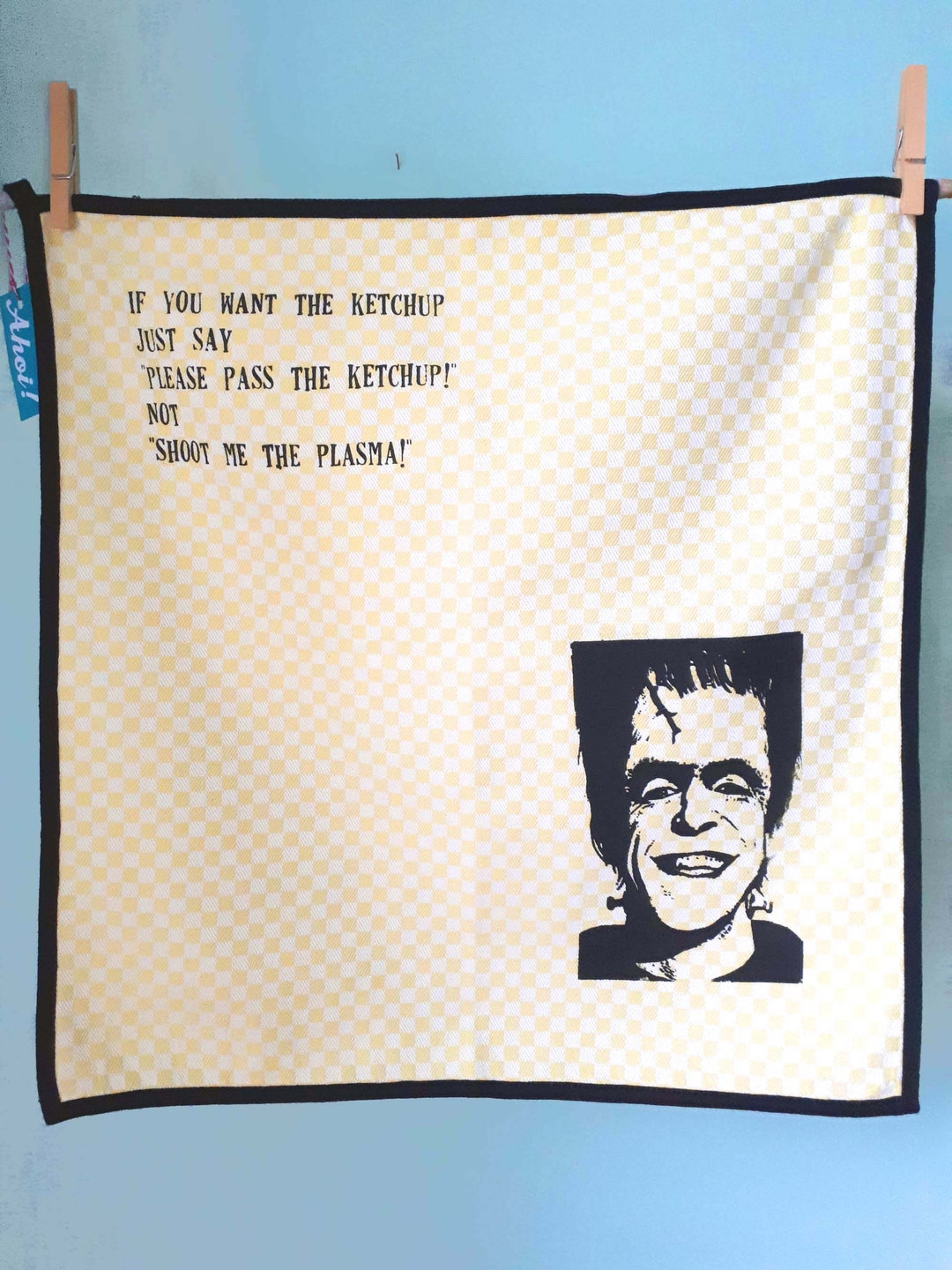 Tea Towel Printed Herman Munster / Tea Towel Screen Printed / Tea Towel ...