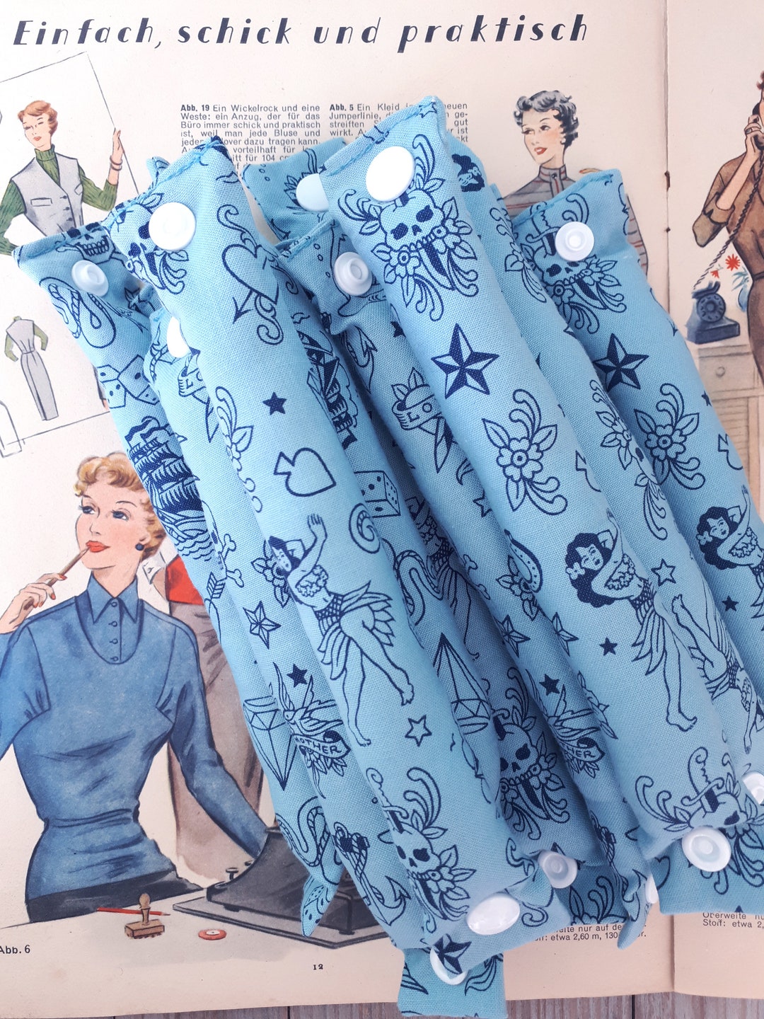 Set of 12 Sleep Curlers With Push Button Sailor Pin up / Curlers ...
