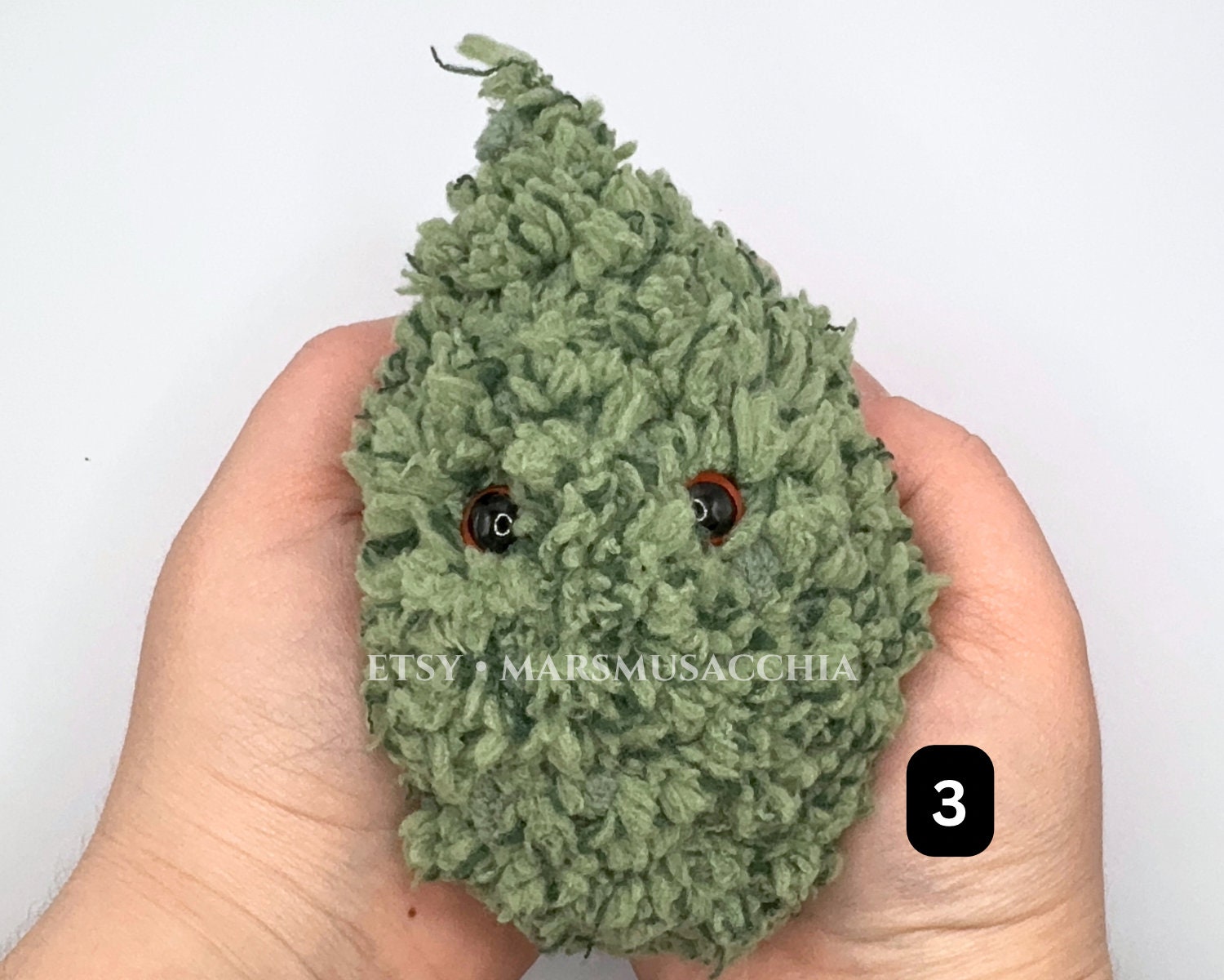 Realistic Crochet Shrub Amigurumi Sage Green Bush With Safety Eyes Cute ...