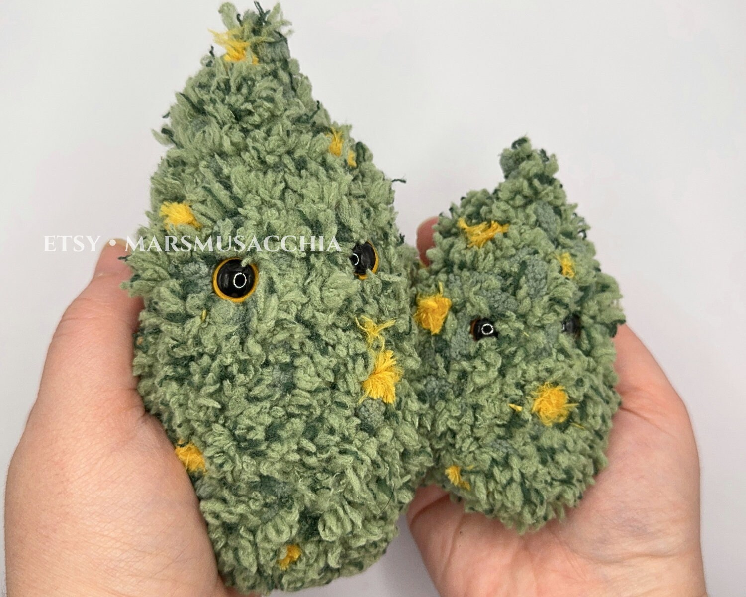 Realistic Crochet Shrub Amigurumi Plush Sage Green Bush With Gold ...