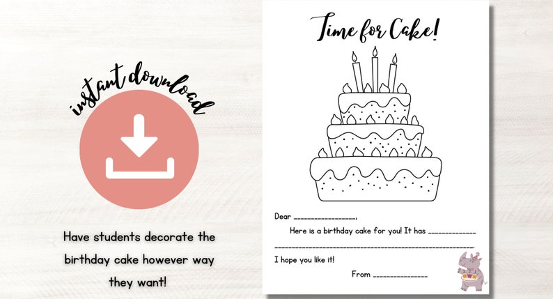 Printable Classroom Birthday Book Birthday Card for Students - Etsy
