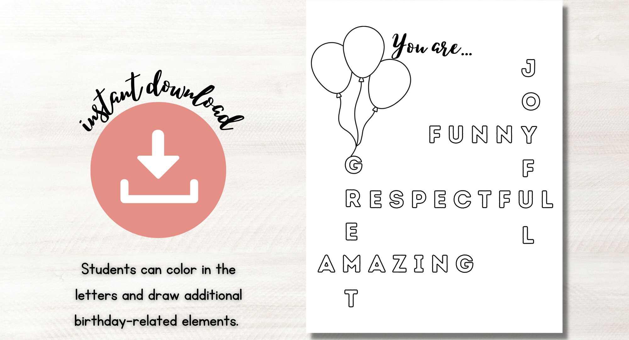 Printable Classroom Birthday Book, Birthday Card for Students, Boho ...