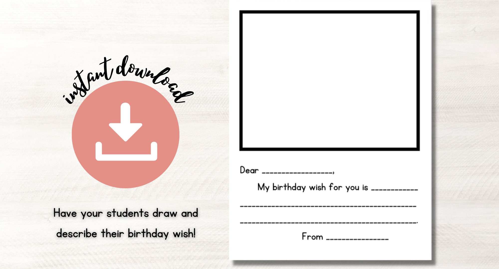 Printable Classroom Birthday Book, Birthday Card for Students, Boho ...