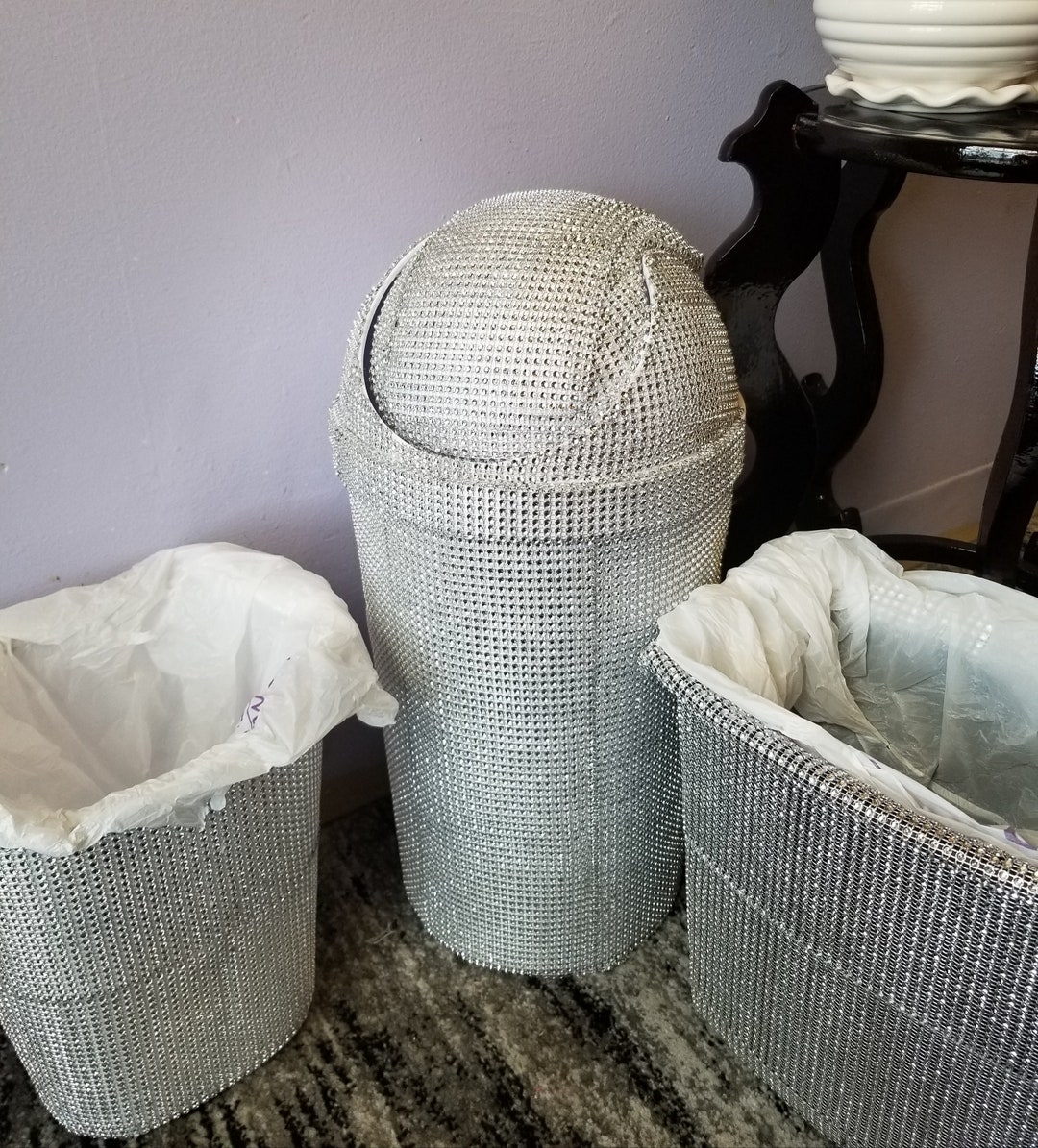 Bling Waste Basket | Glam Bathroom | Home Trashcan | Office Plastic ...