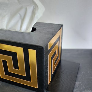 Black and Gold Greek Key Tissue Box Covers | Modern Geometric Tissue ...
