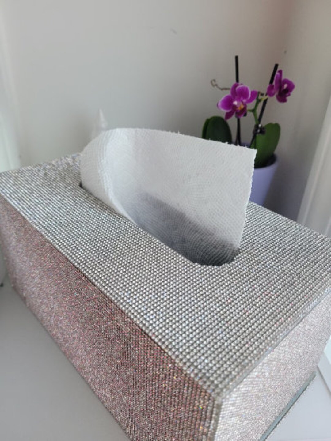Crystal Glam Tissue Box Cover, Wooden Tissue Dispenser With Latch - Etsy