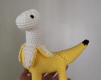 Handmade Cute Yellow Crochet Banana Dinosaur Plush Amigurumi | Soft ...