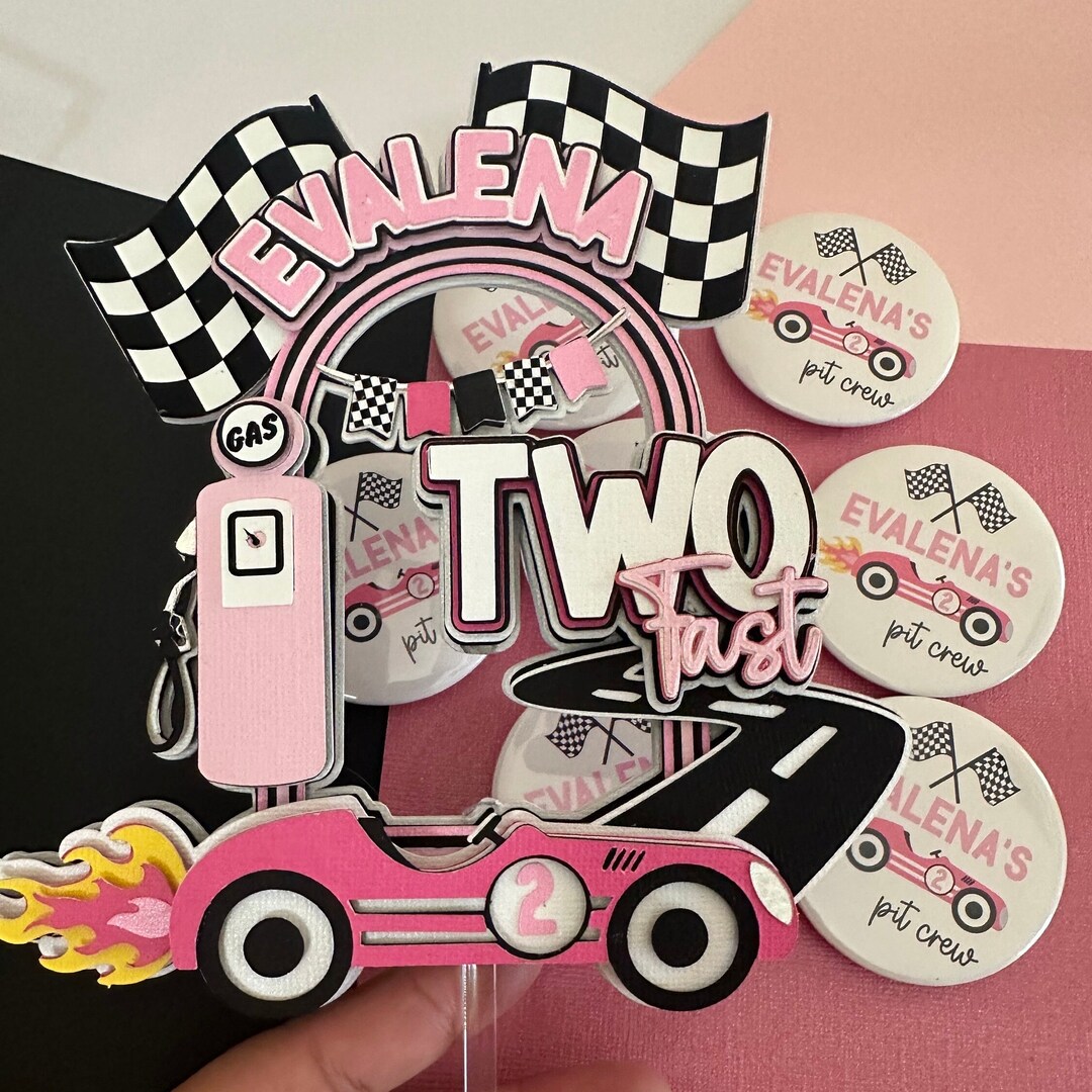 Two Fast Cake Topper | Pink Racer | Two Fast Girly | Fast One - Etsy