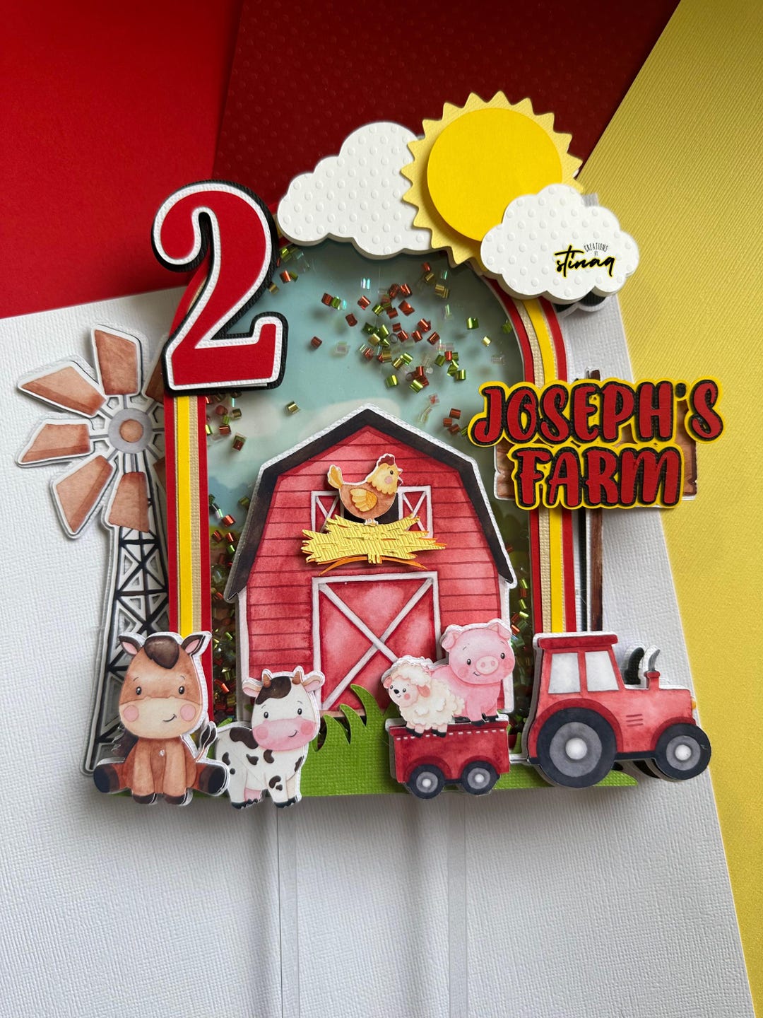 Farm Cake Topper: Barnyard Animals, Shaker Style, Personalized - Etsy