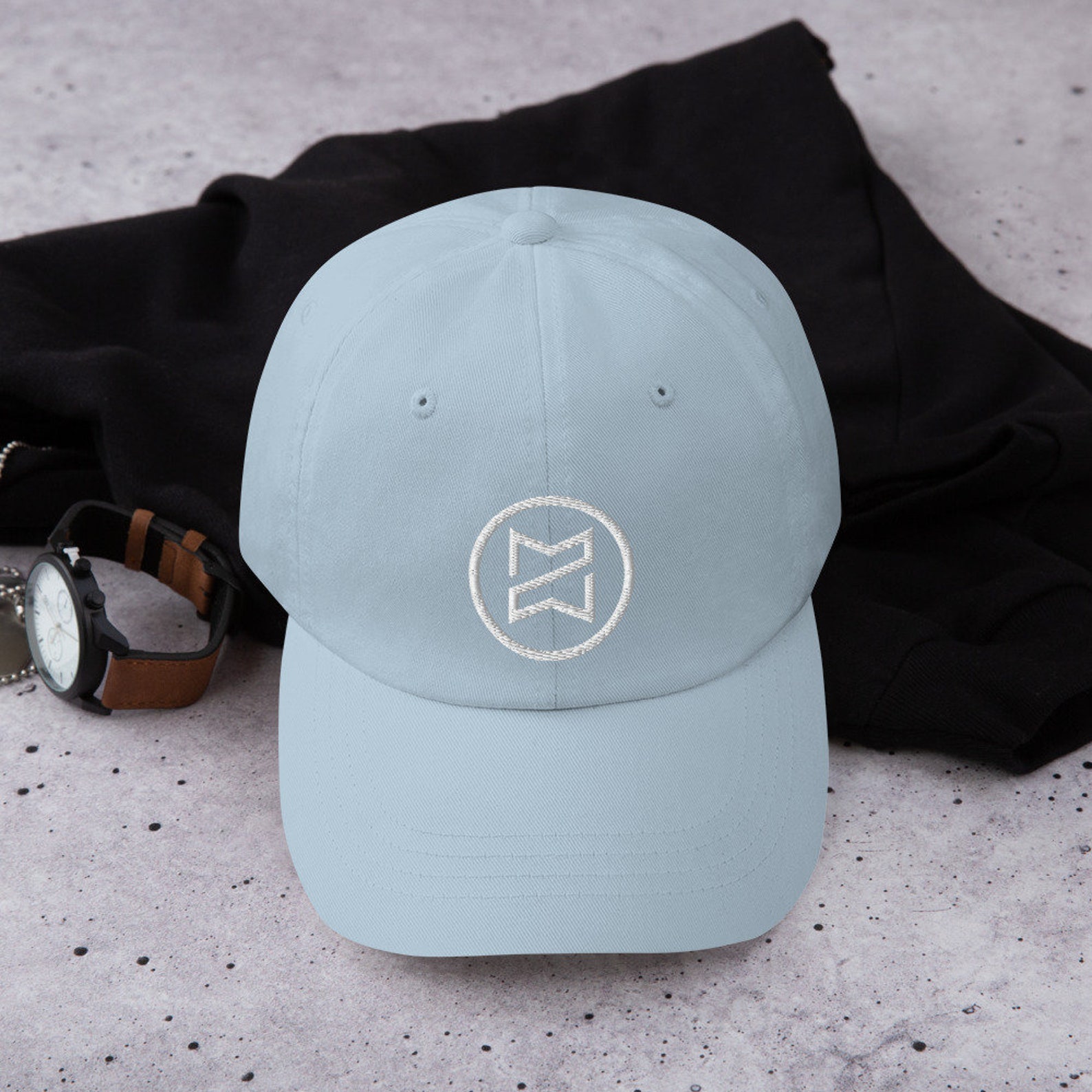 White Embroidered "mw" Hat With Adjustable Strap - Etsy