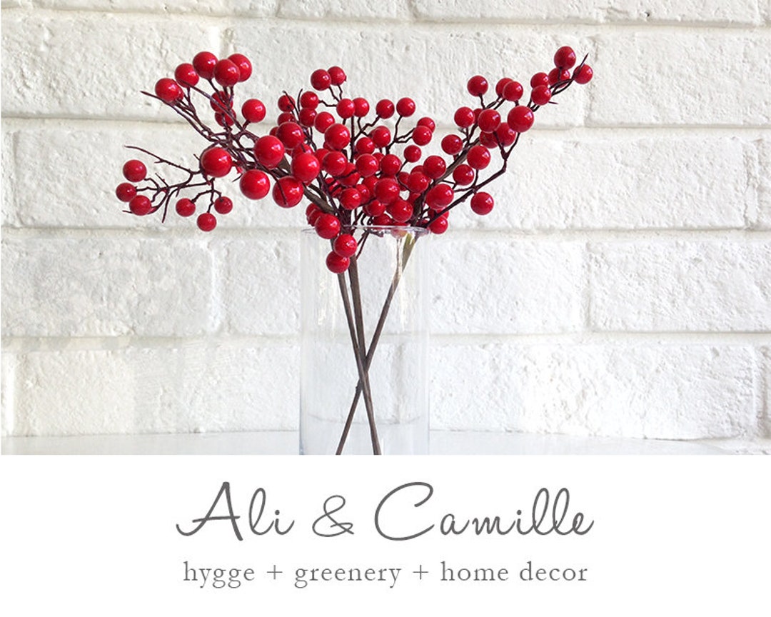 Red Christmas Berry, Stem, Christmas Decor, Vintage Christmas, Hygge ...