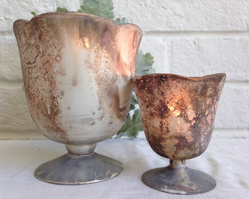 Mercury Glass Votive Rustic Hygge Decor Votive Candle | Etsy