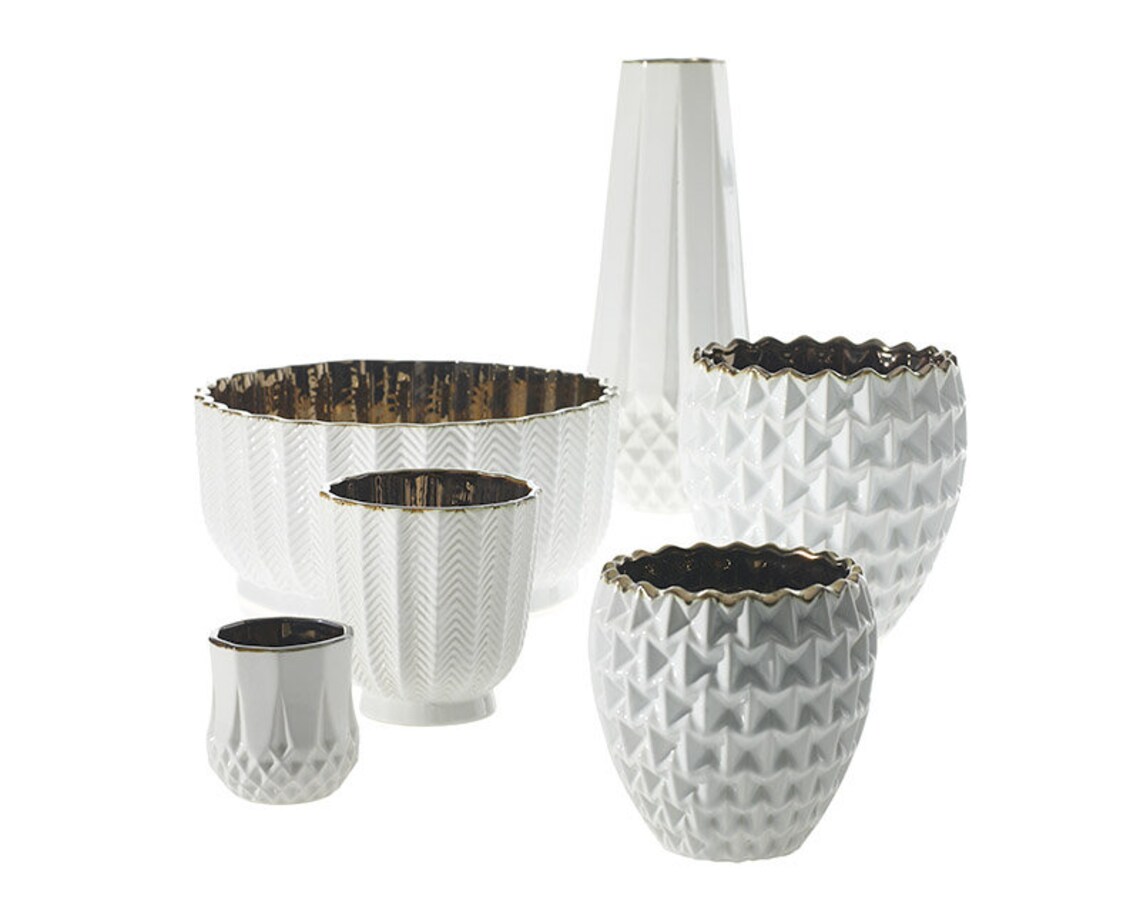 Geometric Vase 4 Sizes Patterned Vase Textured Vase Flower - Etsy