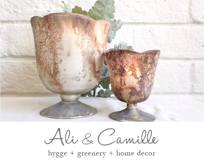 Mercury Glass Votive, Rustic, Hygge Decor, Votive Candle Holder, Rustic ...