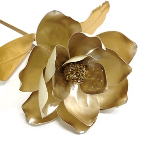 Metallic Magnolia Flower, Gold, Silk, Lt. Gold Magnolia, Silk Flower ...