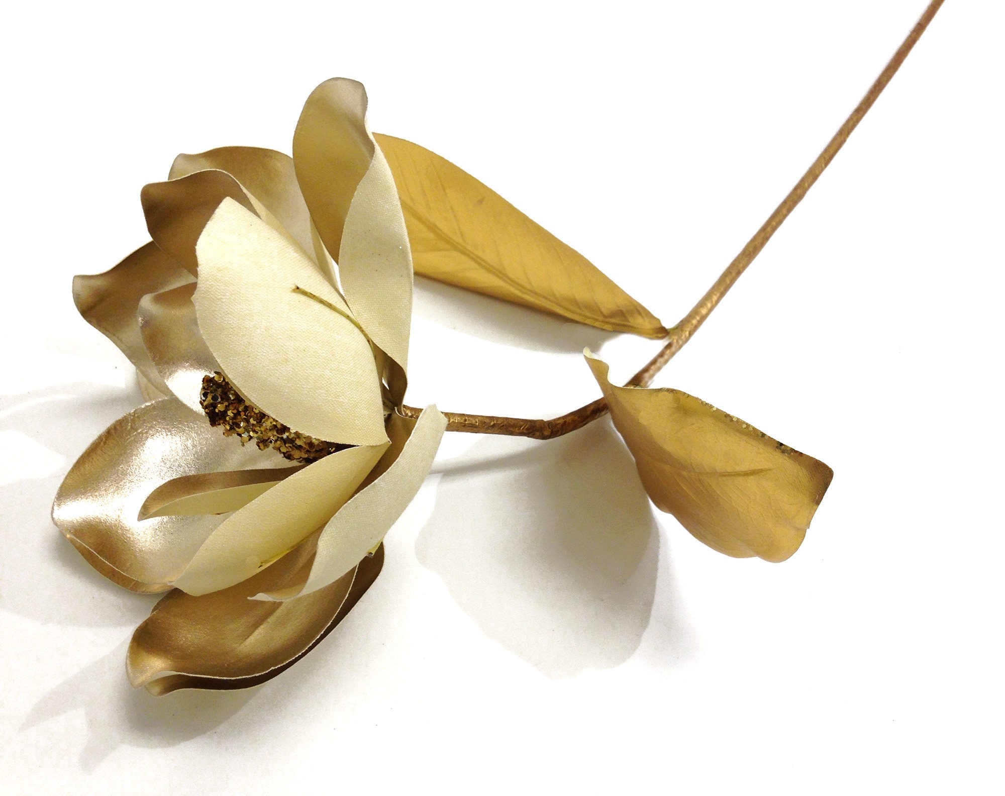 Metallic magnolia flower gold silk lt. gold magnolia silk | Etsy