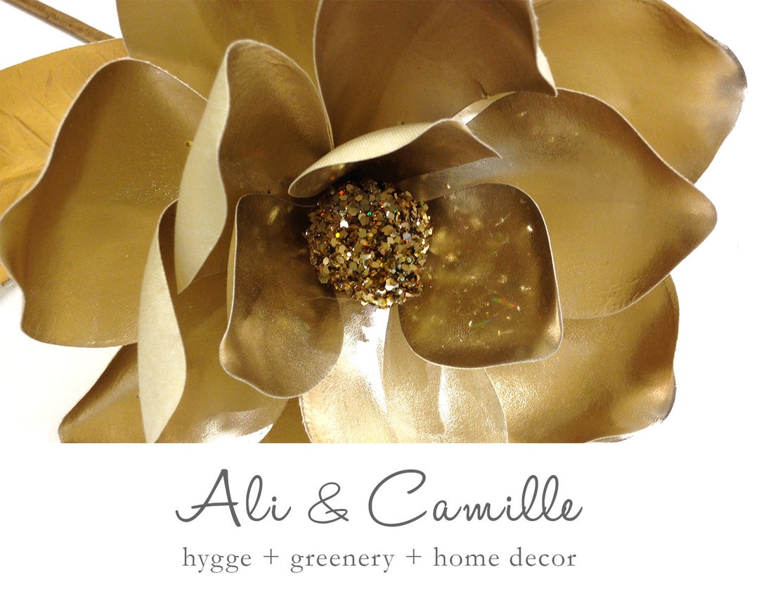 Metallic Magnolia Flower, Gold, Silk, Lt. Gold Magnolia, Silk Flower ...