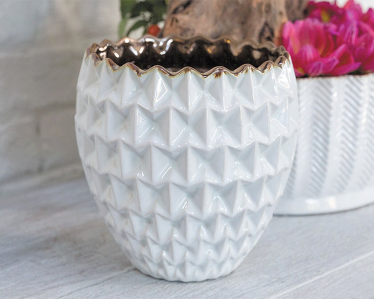 Geometric Vase 4 Sizes Patterned Vase Textured Vase Flower - Etsy