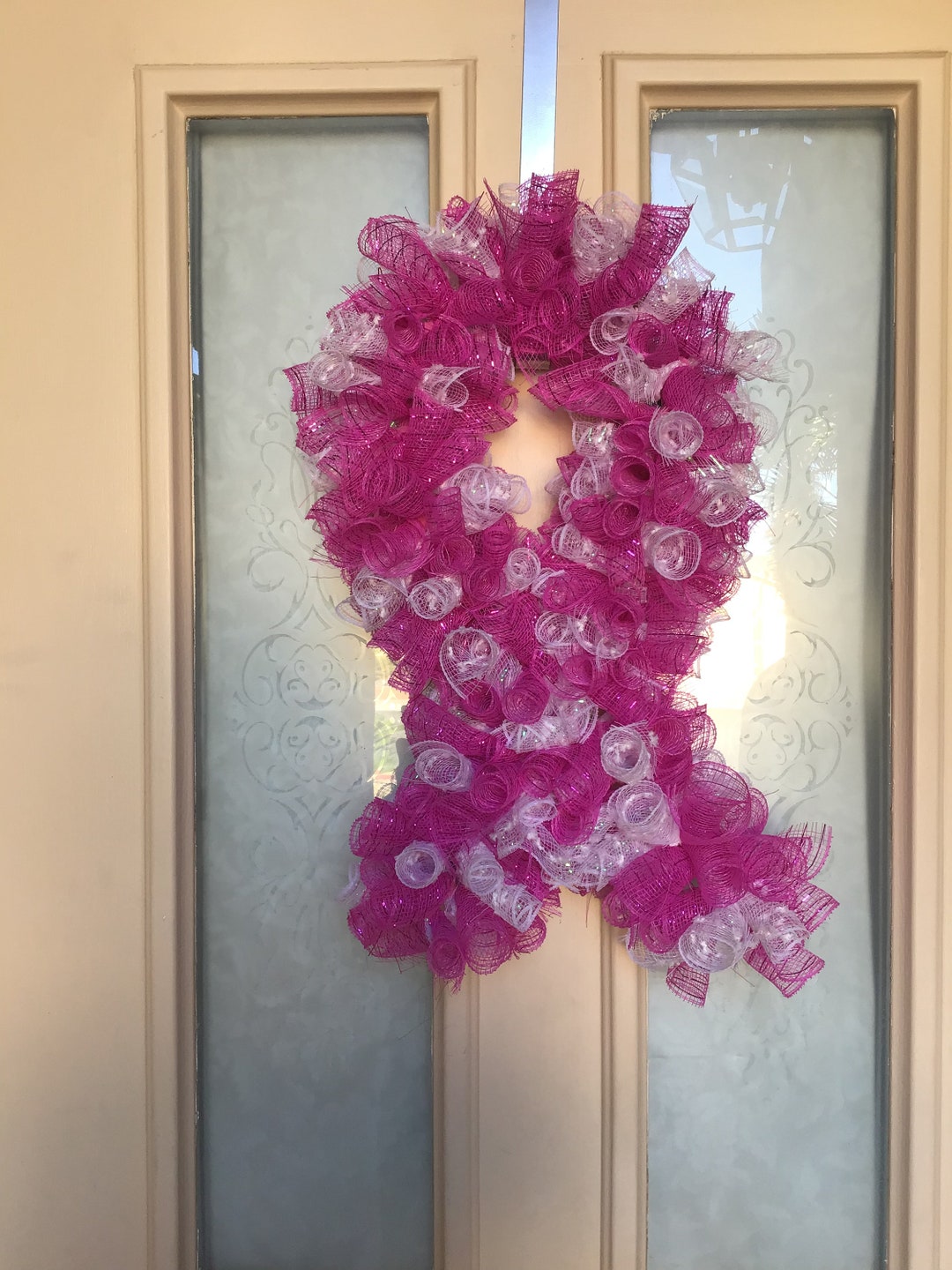 Breast Cancer Awareness Ribbon Wreath Pink Wreath - Etsy