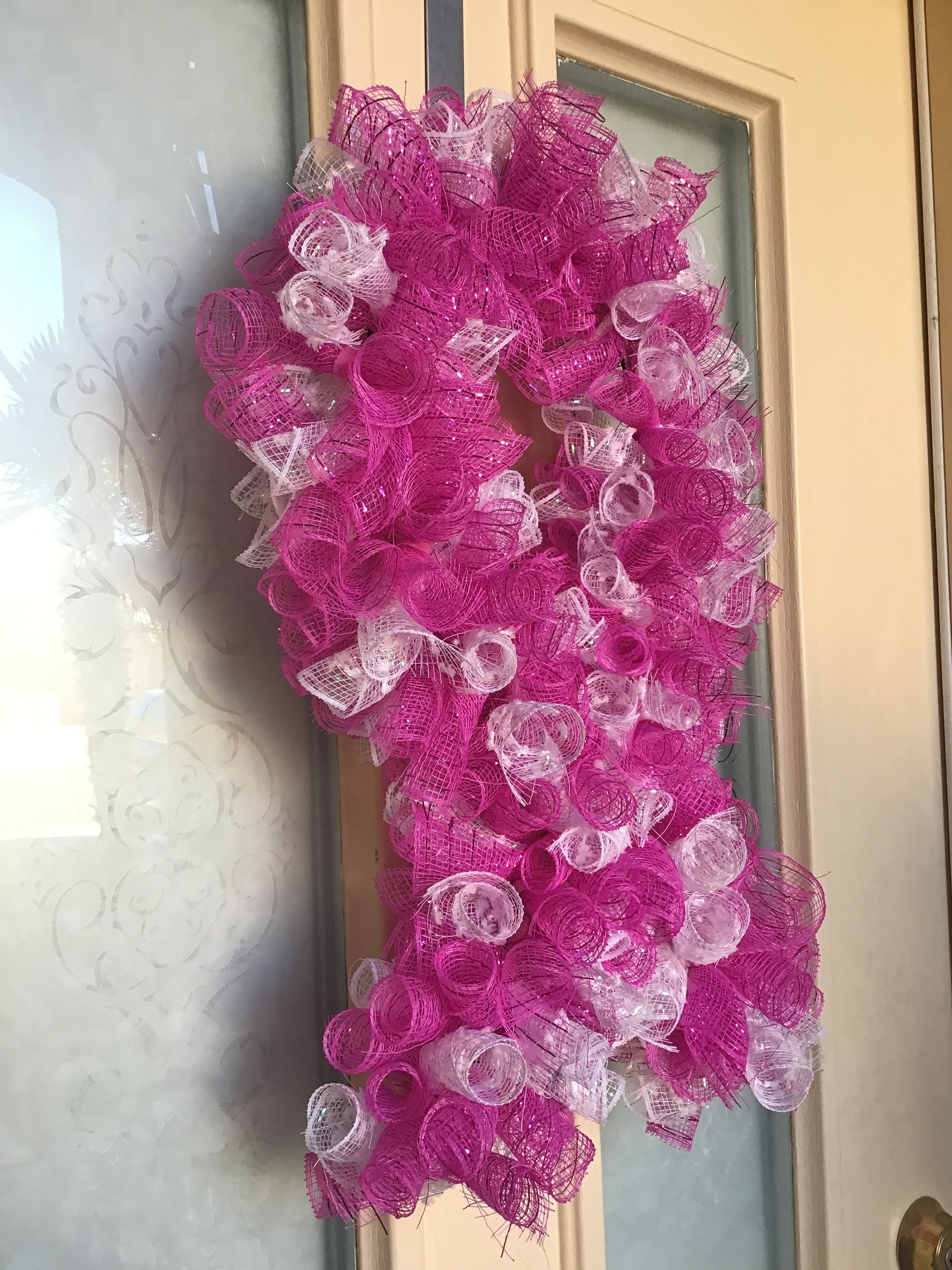 Breast Cancer Awareness Ribbon Wreath Pink Wreath - Etsy