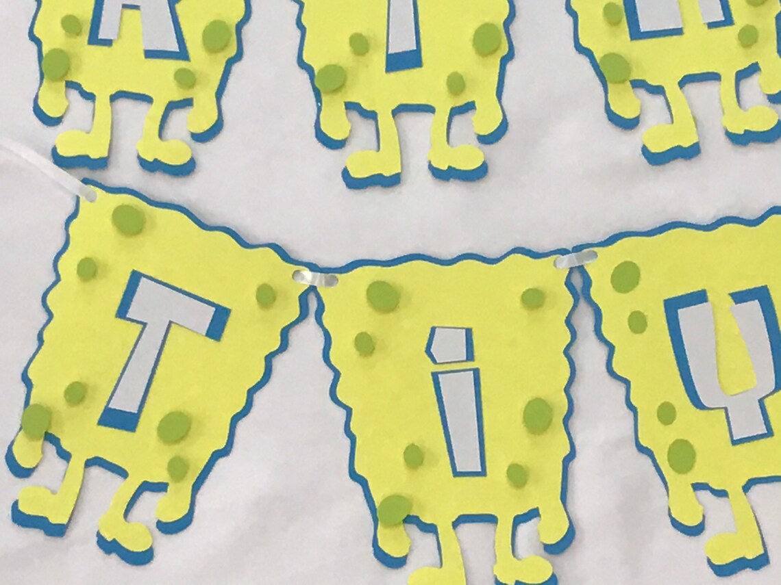 Spongebob Squarepants Inspired Happy Birthday Banner - Etsy