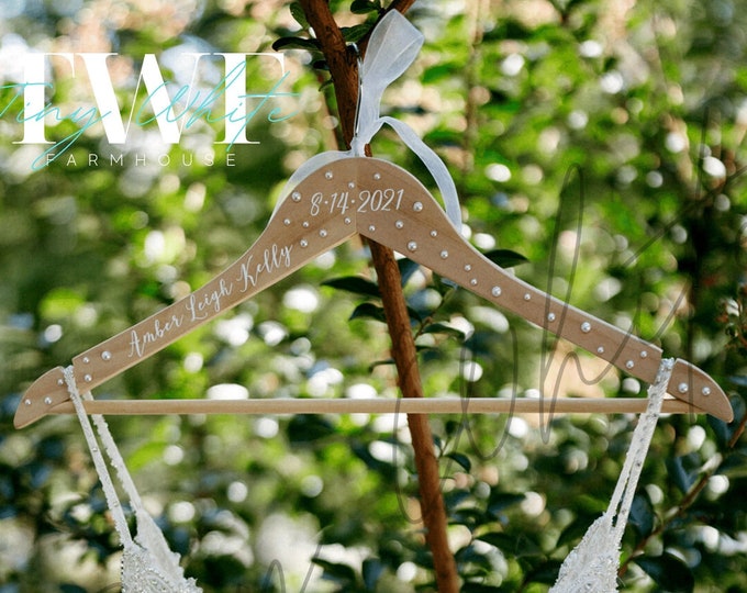 Pearl Embellished Wedding Dress Hanger Personalized With Name or Bridal ...