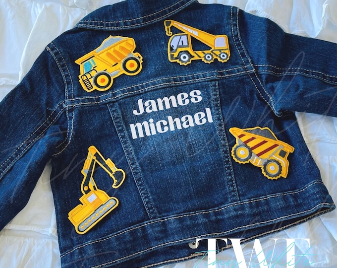 Construction Truck Custom Jacket Denim/jean for Baby Boy or Baby Girl ...
