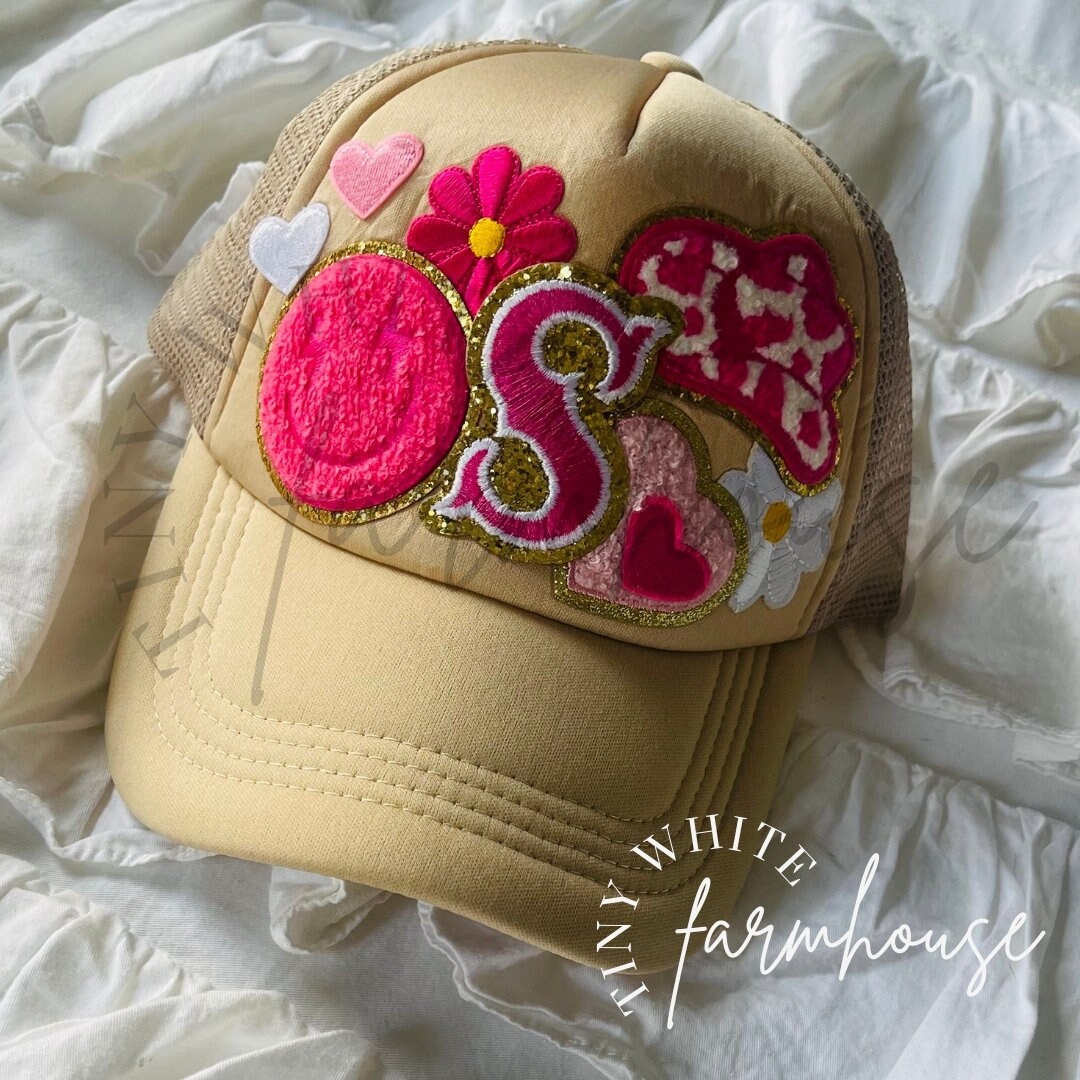 All About Pink Glitter Patch Trucker Hat, Retro Trucker Hat for Women, Patch Cowgirl Trucker Hat ...