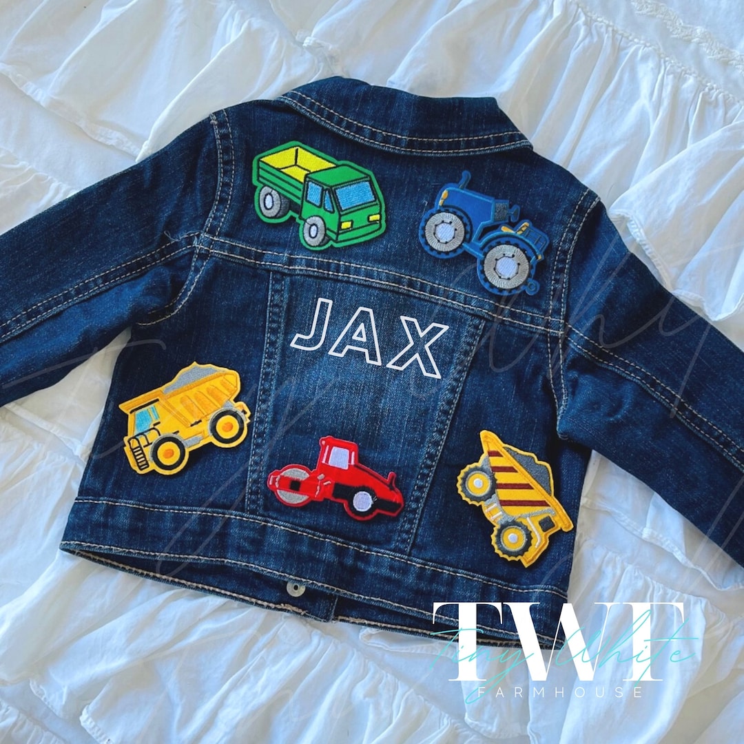 Trucks! Custom Denim Jacket Jean Jacket for Baby Boy or Baby Girl ...