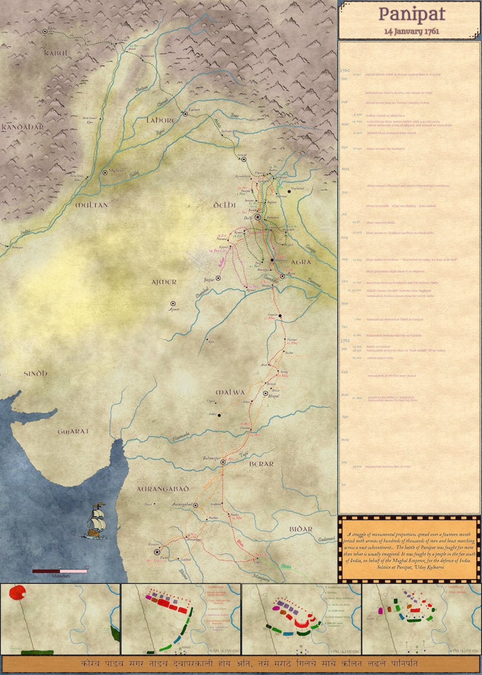 Panipat Map Print Troop Movements in the Third Battle of - Etsy