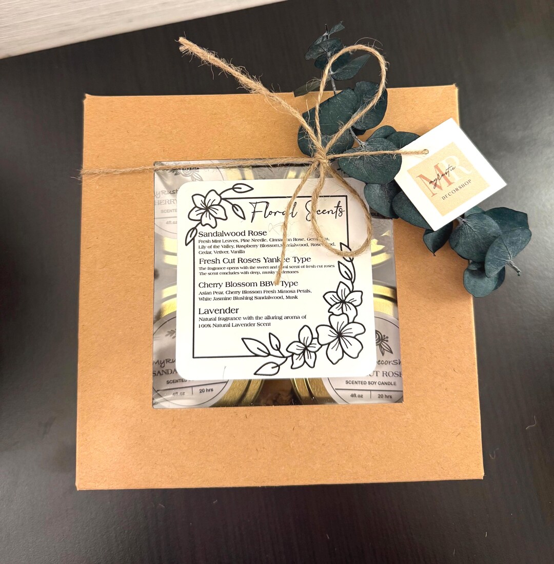Set of 4 Candles,4oz Candle Gift Box Idea,candle Gift Box,floral ...