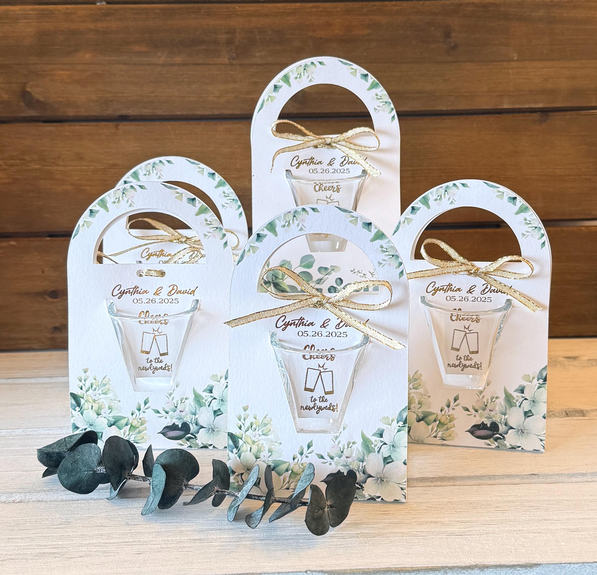 Shot Glass Favor 1.2oz, Personalized Favor, Gold and Silver Foil Print ...