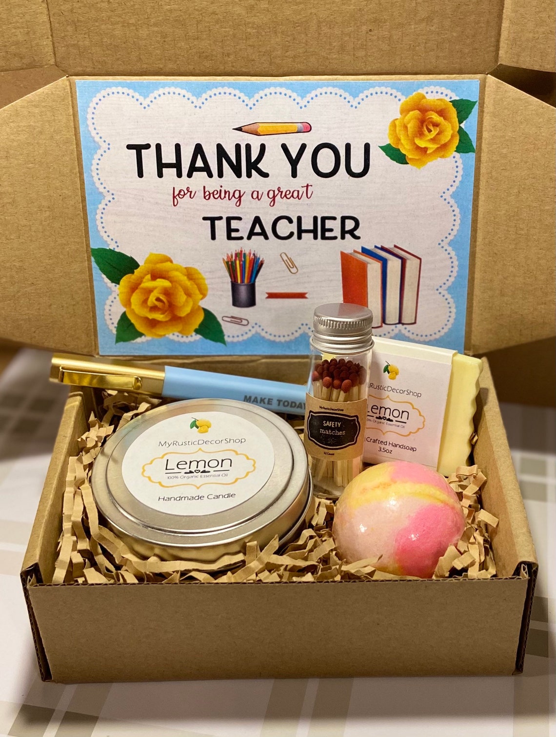 THANK YOU Teacher Gift Set, Appreciation Gift Set, Thank You Gift ...