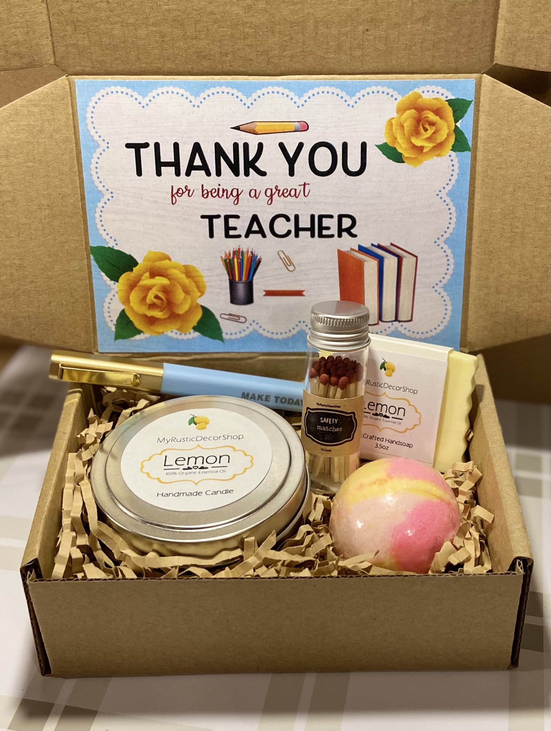 THANK YOU Teacher Gift Set, Appreciation Gift Set, Thank You Gift ...