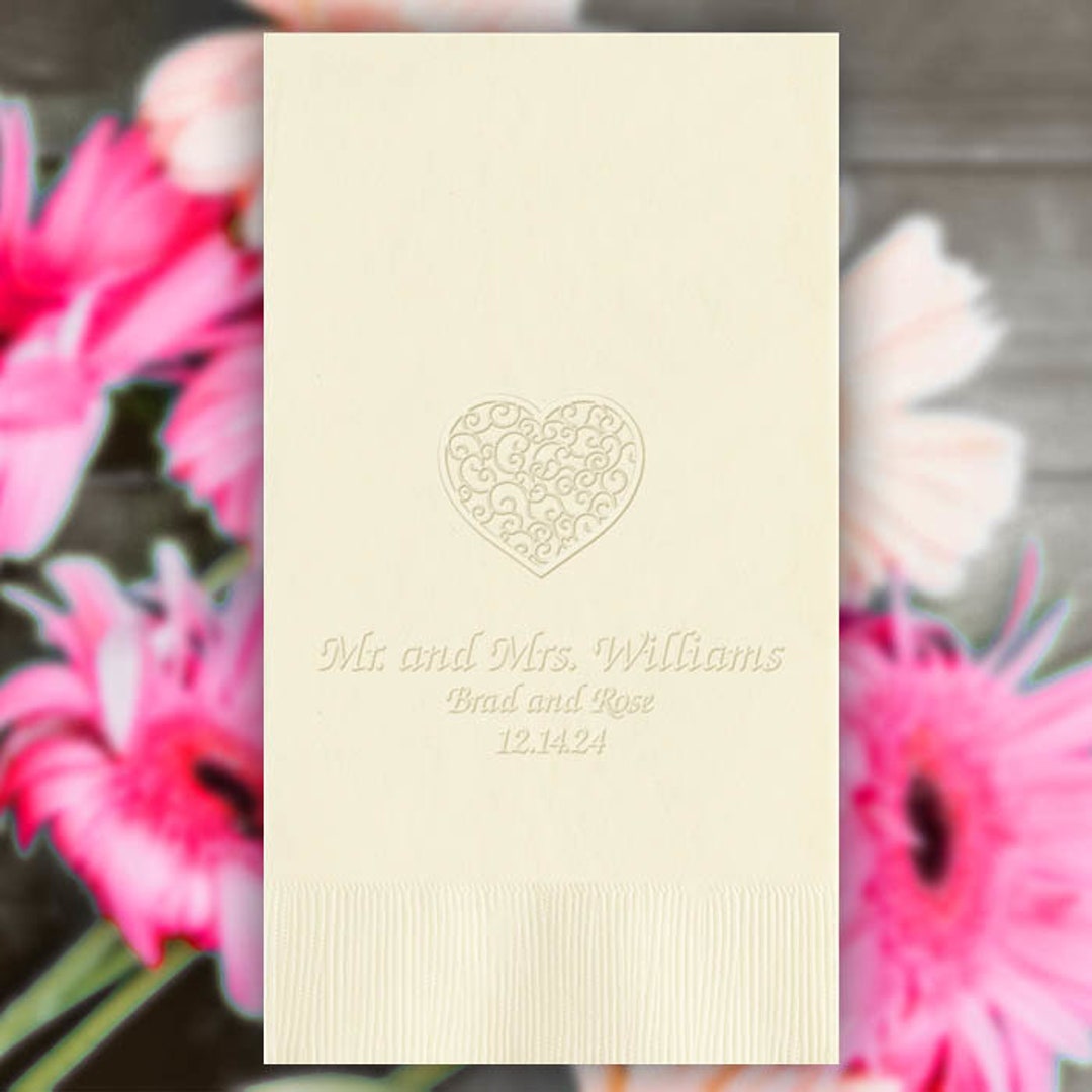 Personalized Wedding Dinner Napkins - Embossed 100/set, Wedding Guest ...