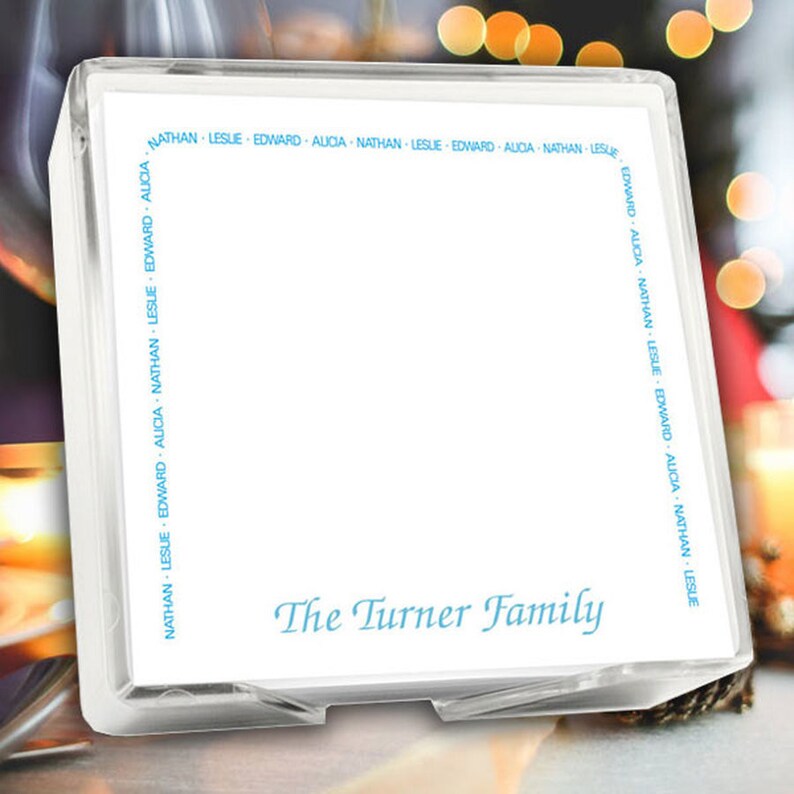 Personalized Family Memo Squares White With Holder 275 | Etsy