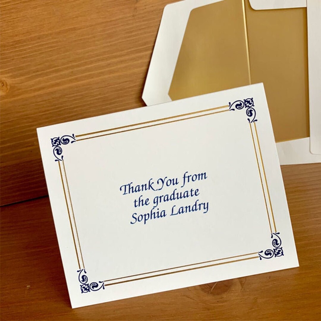 Fancy Thank You Fold Notes - Raised Ink Stationery With Fancy Border ...