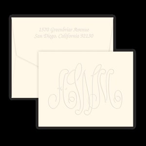 Large Embossed Monogram Personalized Fold Notes Stationery Set ...